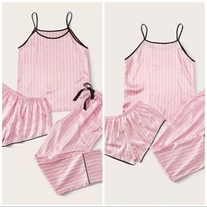 Boutique | Intimates & Sleepwear | New 3piece Pink Stripe Satin ...